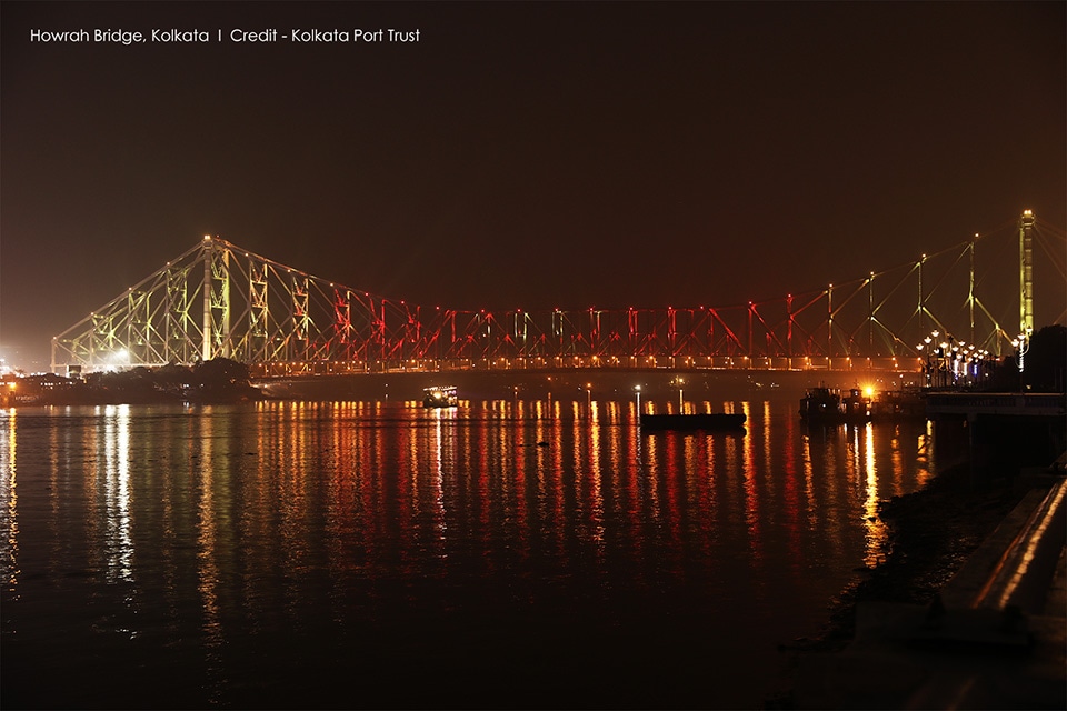 Kolkata Bridge At Night